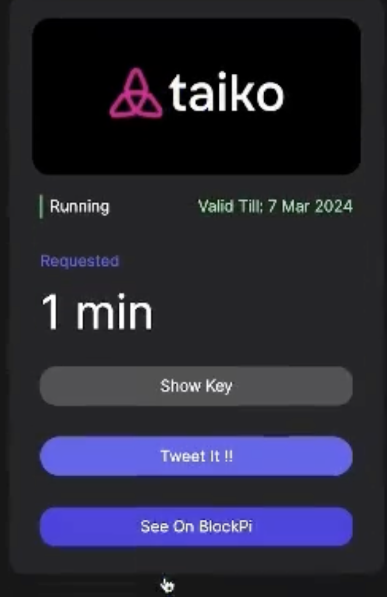 Tutorial: Setting up Taiko Node on Mintair — Mintair | One Click Node 🪄