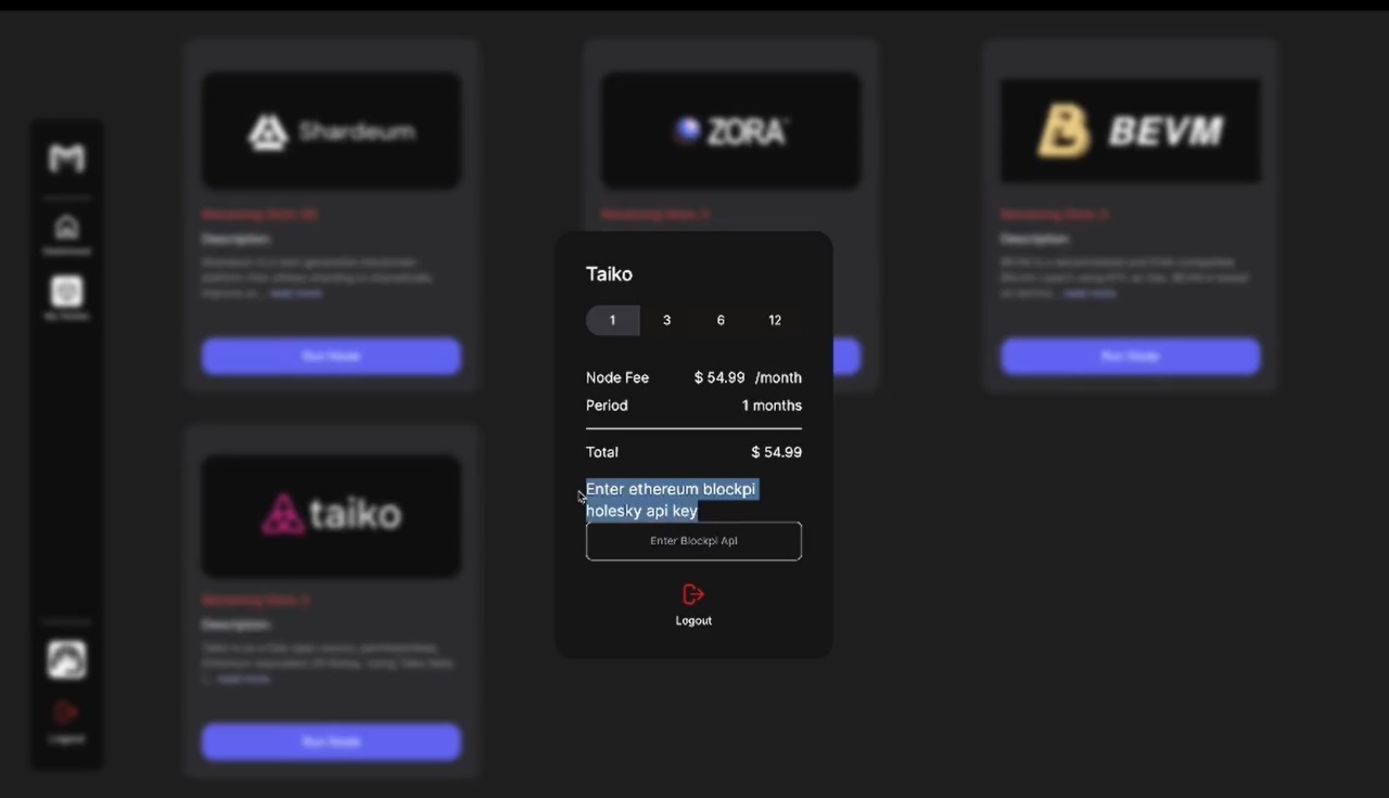 Tutorial: Setting up Taiko Node on Mintair — Mintair | One Click Node 🪄