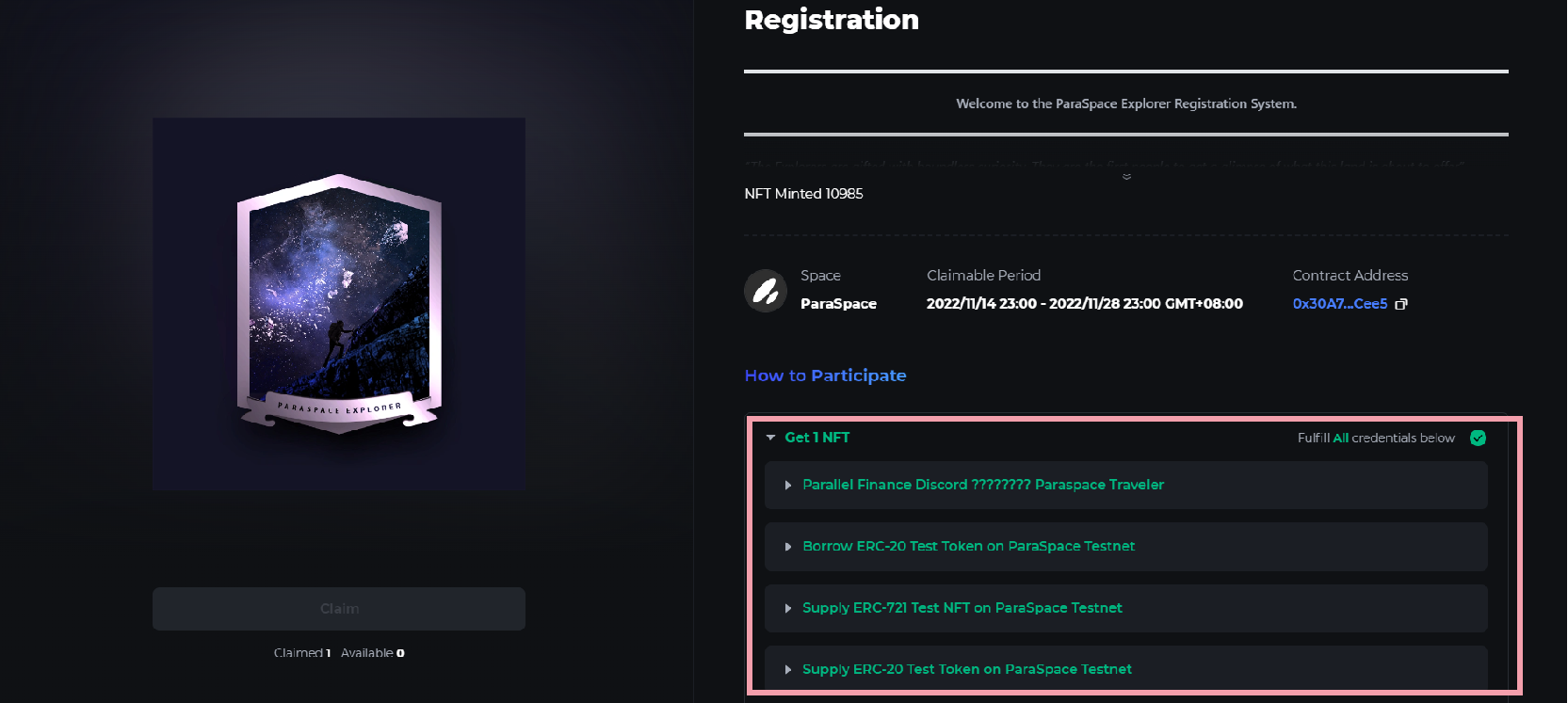 ParaSpace Airdrop Tutorial — Web3Hub
